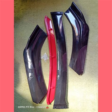 Universal Front Bumper Diffuser Lip Black Red Lip Bumper Kereta Hitam