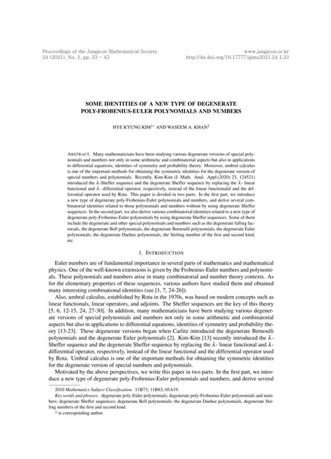 Pdf Some Identities Of A New Type Of Degenerate Poly Frobenius Euler Polynomials And Numbers