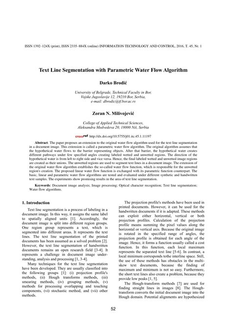 Pdf Text Line Segmentation With The Parametric Water Flow Algorithm