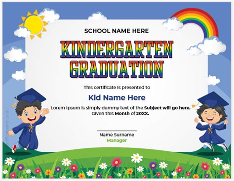 Graduation Certificate Template For Kindergarten