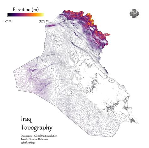 Contour Line Map Of Iraqby Pythonmaps