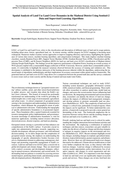 Pdf Spatial Analysis Of Land Use Land Cover Dynamics In The Madurai District Using Sentinel 2