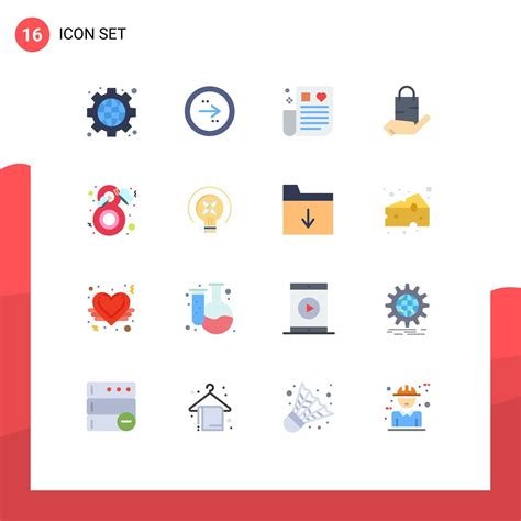 16 User Interface Flat Color Pack Of Modern Signs And Symbols Of Hand Market Right Ecommerce