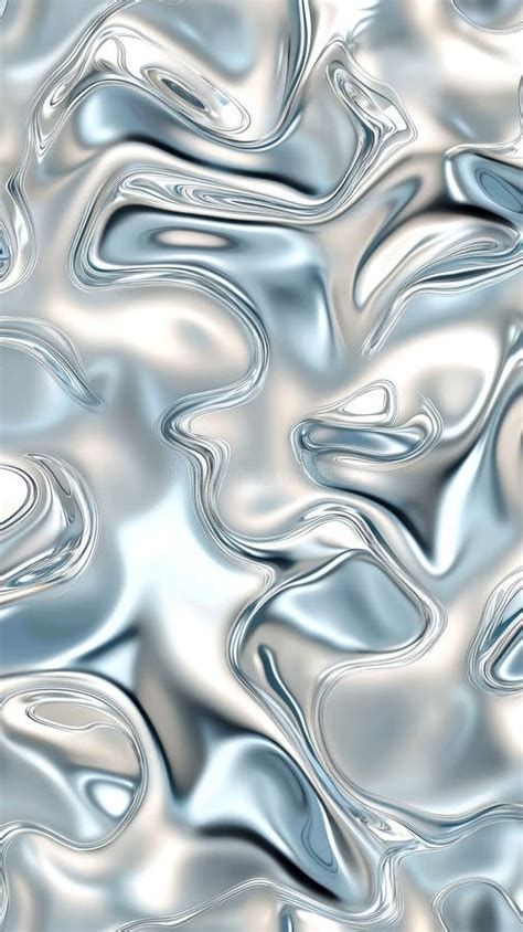 Smooth Flowing Liquid Metal Creates An Abstract Design With Swirling Patterns And A Polished