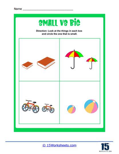 Comparing Things Worksheets Big Or Small Size Comparison Worksheet For
