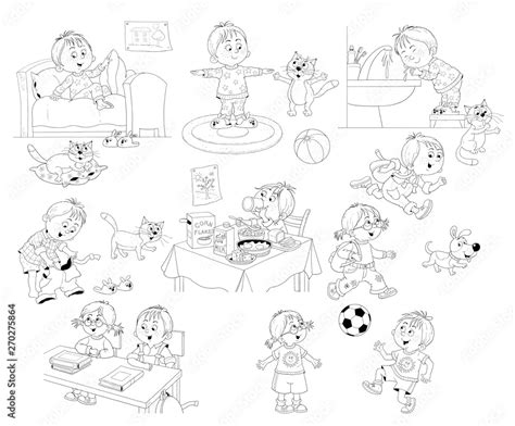 Daily Routine Coloring Pages Coloring Pages