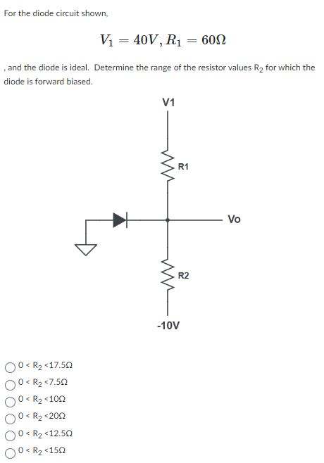 Solved For The Diode Circuit Shown See Image And The Chegg Com