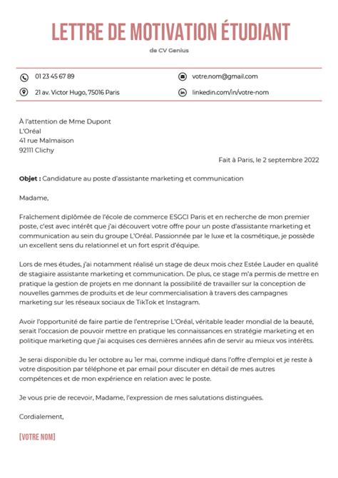 Lettre De Motivation Exemple Lettre De Motivation Job