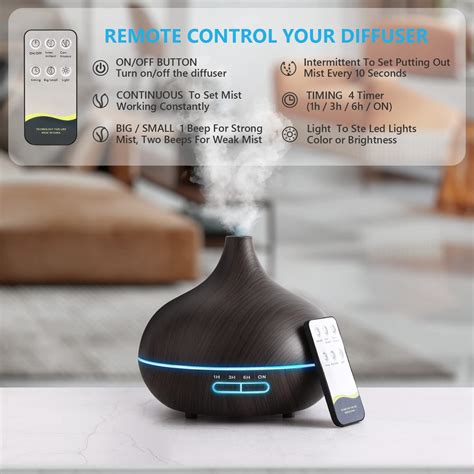 Sacatr 550ml Diffuser For Essential Oils Large Room Ultrasonic Diffu