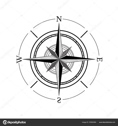 Compass Rose Four Cardinal Directions North East South West White