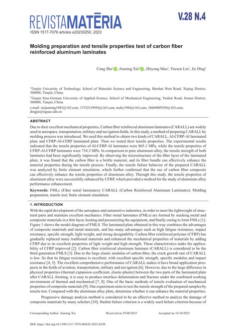 Pdf Molding Preparation And Tensile Properties Test Of Carbon Fiber