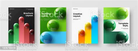 독특한 3d 구 전단지 일러스트 구성 화려한 회사 커버 디자인 벡터 템플릿 세트 개념에 대한 스톡 벡터 아트 및 기타 이미지 개념 개체 그룹 고급 Istock