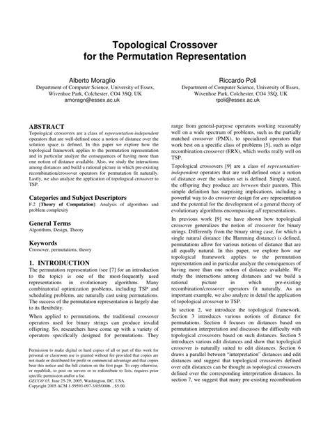 pdf topological crossover for the permutation representation