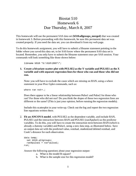 Assignment 6 Questions Unsolved Statistical Computer Biostat 510
