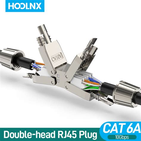 Hoolnx Double Head Rj45 Connector Cat6 Cat6a Cat7 Toolless Network Cable Extender Stp Ethernet