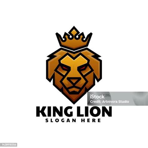 벡터 일러스트 레이 션 킹 라이온 그라디언트 마스코트 스타일 가축에 대한 스톡 벡터 아트 및 기타 이미지 가축 갈고리 발톱 갈기 Istock