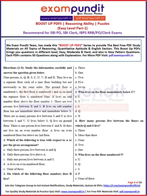 Puzzles Questions Easy Level Part 1 Boost Up Pdfs Pdf