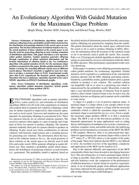 pdf an evolutionary algorithm with guided mutation for the maximum