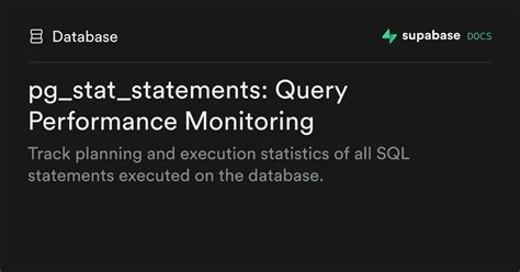 pg stat statements query performance monitoring supabase docs