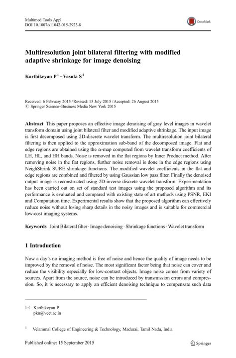 Pdf Multiresolution Joint Bilateral Filtering With Modified Adaptive