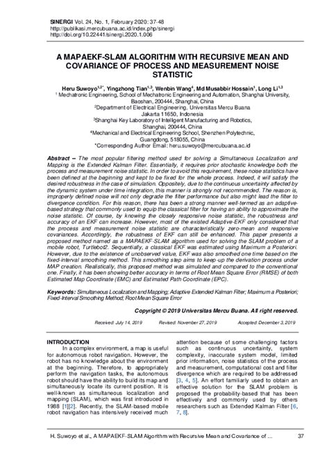 pdf a mapaekf slam algorithm with recursive mean and covariance of