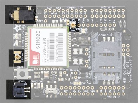 Pinouts Adafruit Fona 808 Cellular Gps Shield For Arduino
