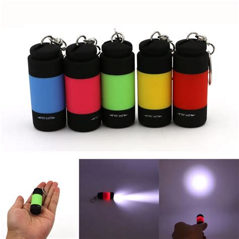 Portable Mini Torch USB Rechargeable LED Flashlight With Keychain Emergency Lamp Multicolor Mini