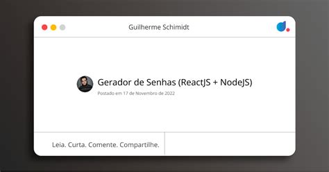 Gerador De Senhas Reactjs Nodejs Guilherme Schimidt Dio
