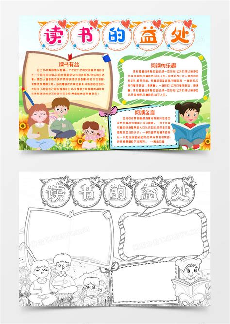 读书的益处小报手抄报模版word模板下载熊猫办公