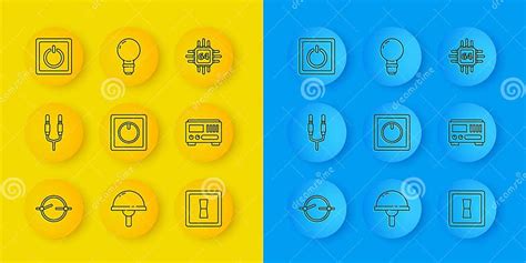 Set Line Electric Circuit Scheme Audio Jack Light Switch Electrical Measuring Instruments