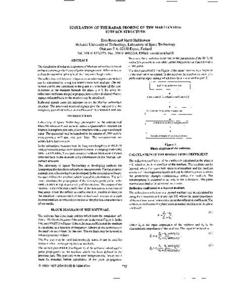 Pdf Simulation Of The Radar Probing Of The Martian Subsurface Structure