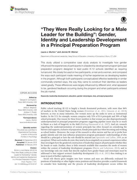 PDF They Were Really Looking For A Male Leader For The Building Gender Identity And