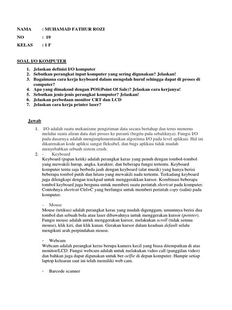 Soal Input Output Pdf Komputer