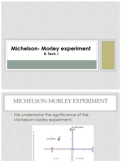 L 2 Michelson Morley Experiment 13022019 Pdf Luminiferous Aether Physics