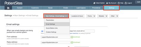 Configuring Email Settings PatientSites Knowledge Base