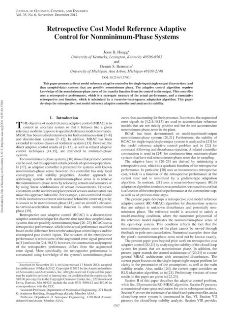 Pdf Retrospective Cost Model Reference Adaptive Control For