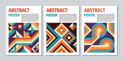 추상 포스터 기하학적 배경 개념 디자인 수직 배너 세트입니다 레이아웃 패턴입니다 장식 장식 모자이크 벡터 그림입니다 갈색 배경에 대한 스톡 벡터 아트 및 기타 이미지