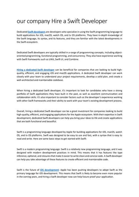 Hire A Swift Developer Pdf
