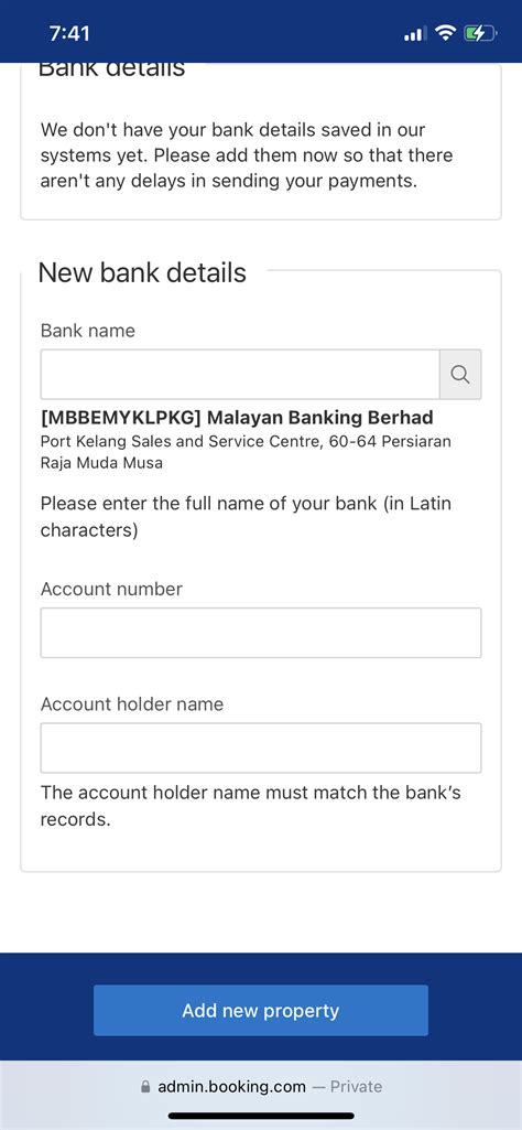 Unable To Update Bank Account Booking Com For Partners