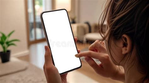 Woman Holding Smartphone And Scrolling White Screen Ai Generated Stock Video Video Of