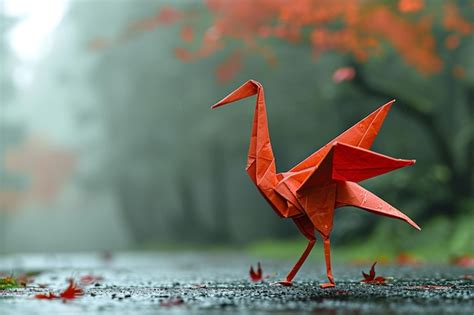 A Minimalist Interpretation Of A Traditional Crane Origami Figure Premium Ai Generated Image