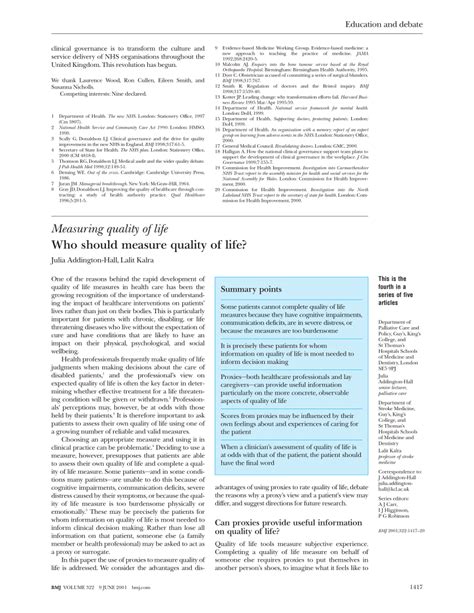 Pdf Measuring Quality Of Life Who Should Measure Quality Of Life