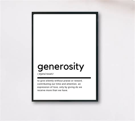 Generosity Definition Printable Wall Art Generosity Poster