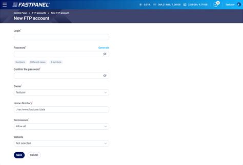 FTP Accounts FASTPANEL Knowledge Base