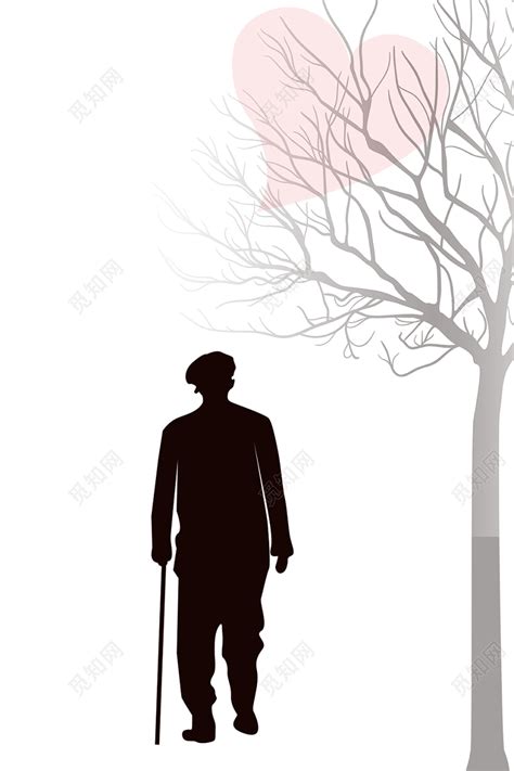 关爱老人树下剪影素材免费下载 觅知网