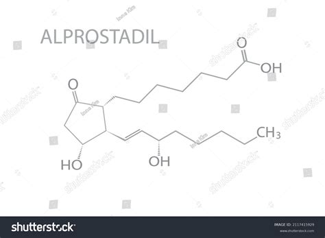 Alprostadil Chemical Molecular Skeletal Formula Vector Stock Vector