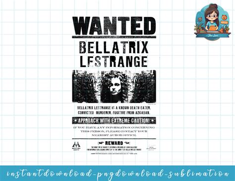 Harry Potter Bellatrix Lestrange Wanted Poster Png Sublimat Inspire