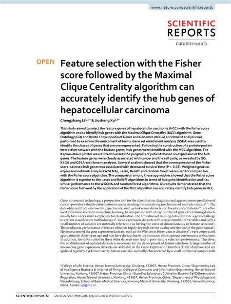 Pdf Feature Selection With The Fisher Score Followed By The Maximal