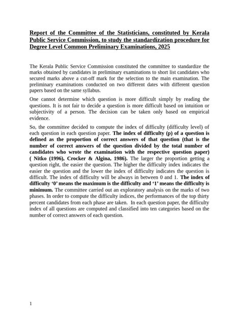 Standardisation Report Degree Prelims 2025 0 Pdf