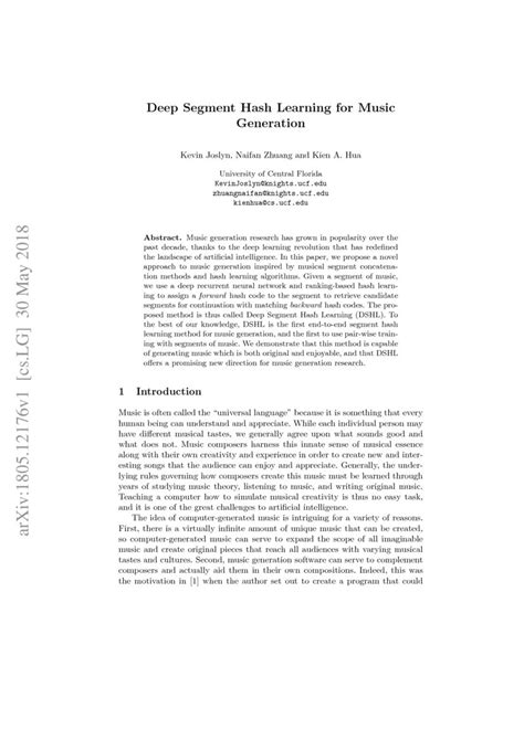 Deep Segment Hash Learning For Music Generation Deepai